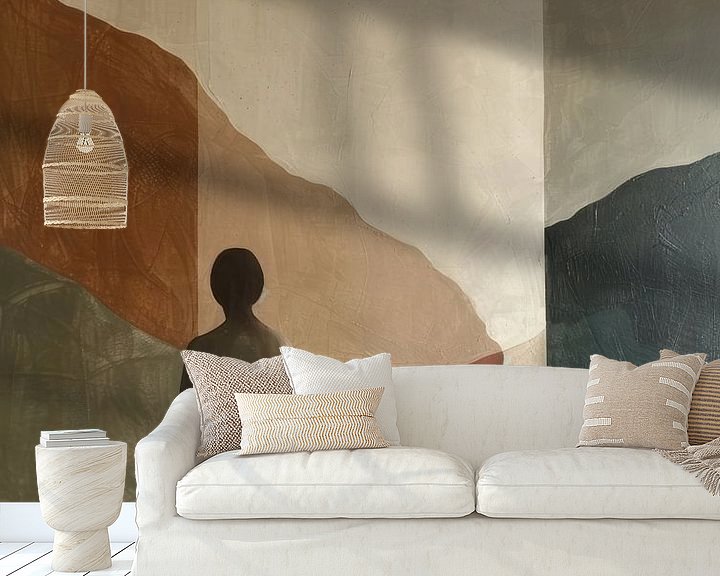 Dagdromer, modern en abstract in aardetinten van Studio Allee op canvas, behang en meer